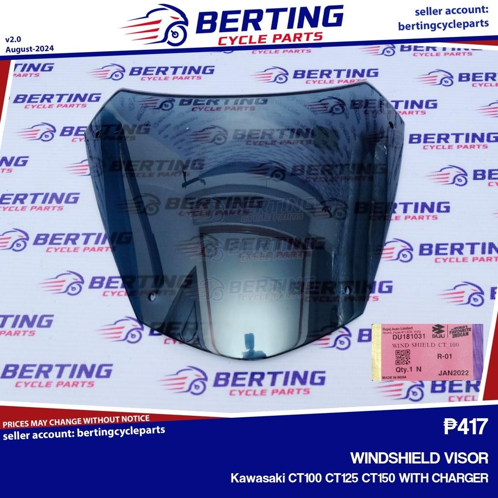 WINDSHIELD VISOR Bajaj Kawasaki CT100 CT125 CT150 WITH CHARGER Genuine ...
