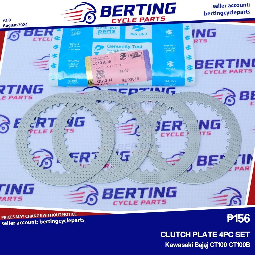 CLUTCH PLATE 4PC SET Kawasaki Bajaj CT100 CT100B Genuine 30101096 ...