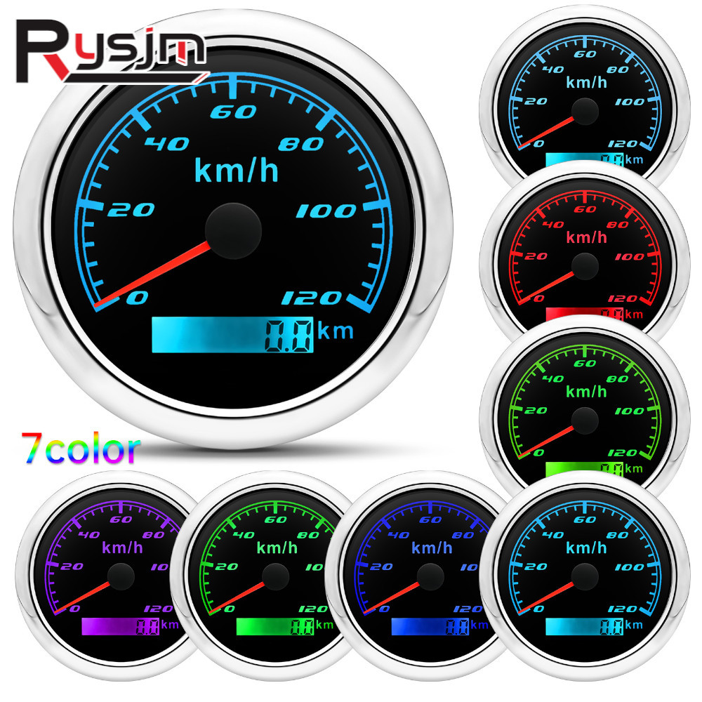 Universal 85mm GPS Speedometer Digital Gauge 30 60 120 200 KMH Odometer ...
