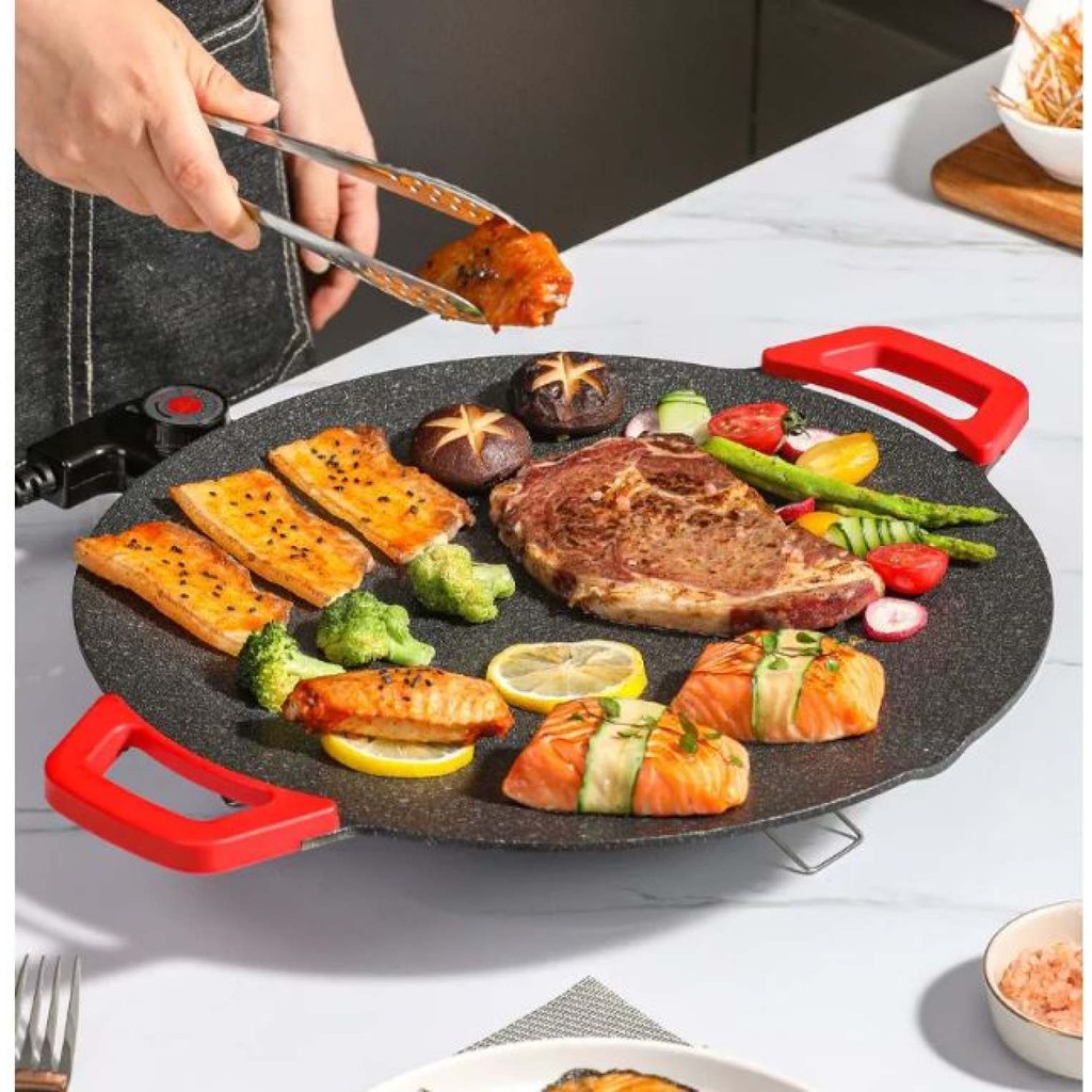36 cm Korean WOK Grill Pan Non Stick Fry Samgyup Disc Plate Outdoor BBQ ...