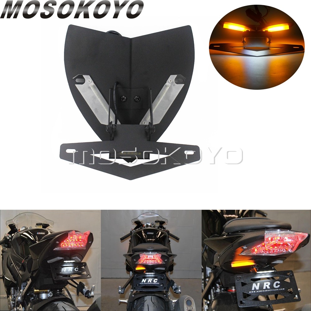 ⋚Motorcycle Tail Tidy LED Integarted Fender Eliminator Kit w/ License ...
