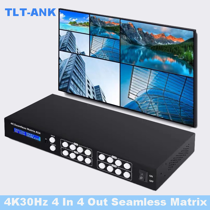 ♣HDMI matrix 4-in 4-out seamless video matrix switch 4K distribution ...