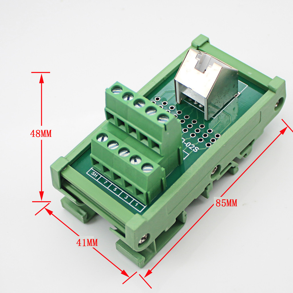 Din Rail Mounting RJ45 Female To 10P Screw Terminal Block RJ45 45 ...