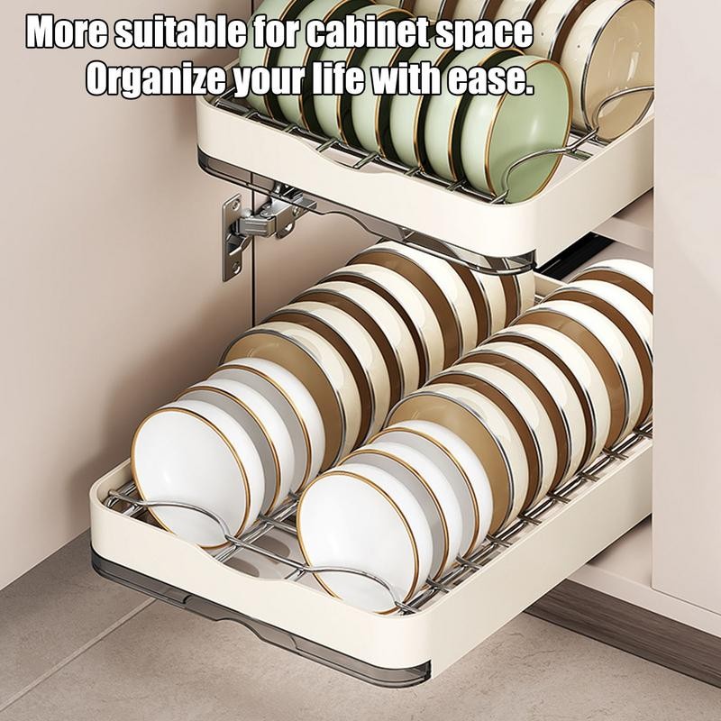 ☸Pull Out Cabinet Organizer Slide Out Dish Drying Rack With Drainboard ...
