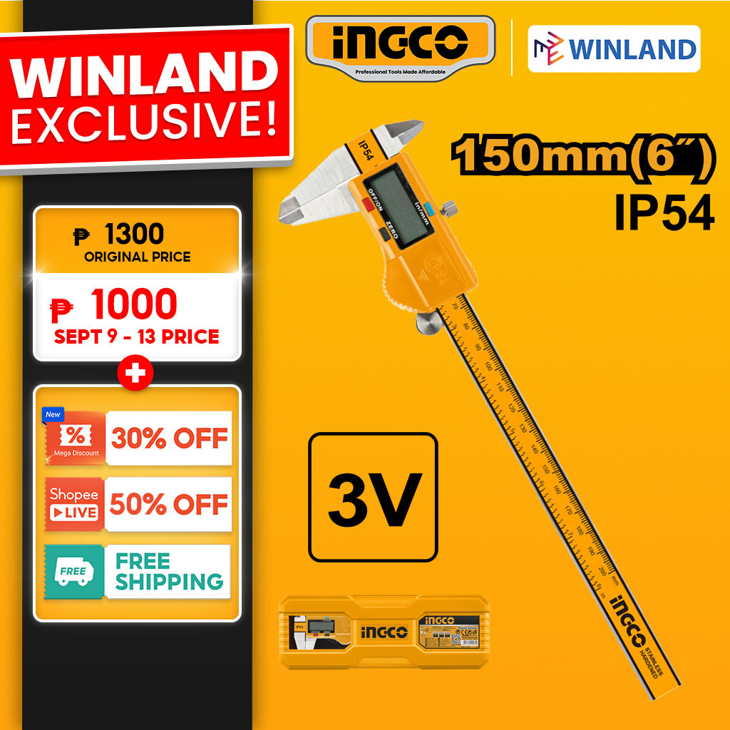 Ingco by Winland Digital Caliper 150mm Measuring Tool,IP54 Waterproof ...