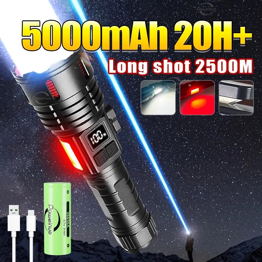 2024 5000mAh High Power Rechargeable LED Laser Flashlight USB Ultra ...