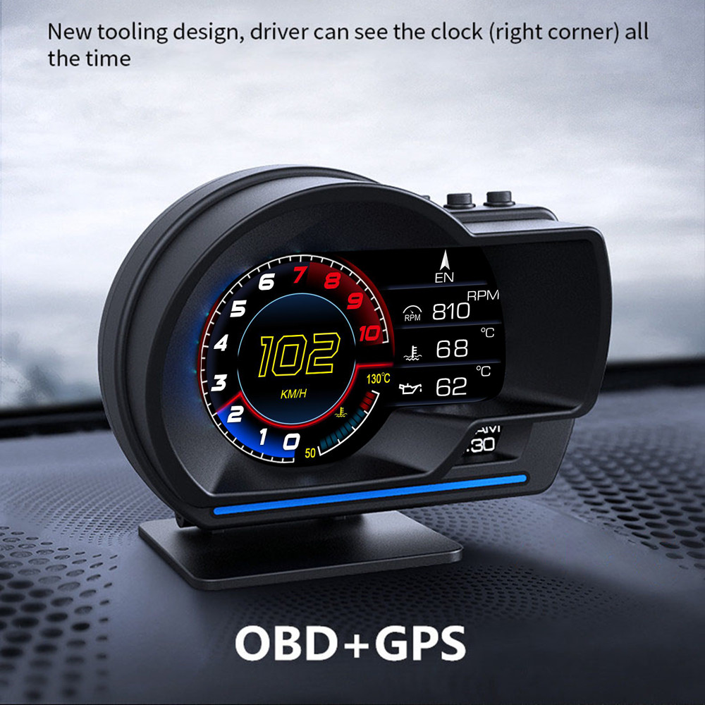 ⚜OBD2 Car Head Up Display HUD Smart Car Water & Oil temp Turbo RPM ...