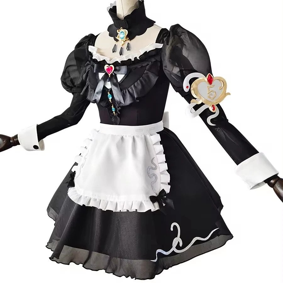Game Identity V Cosplay Red Lady Black Maid Dresses White Apron Sexy ...