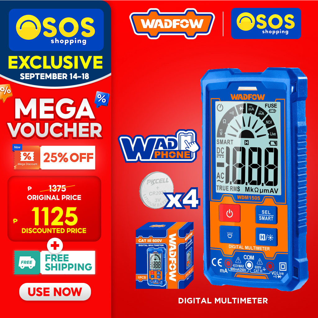 Wadfow LCD Digital Multimeter True RMS2000 Count w/ Non-contact voltage ...