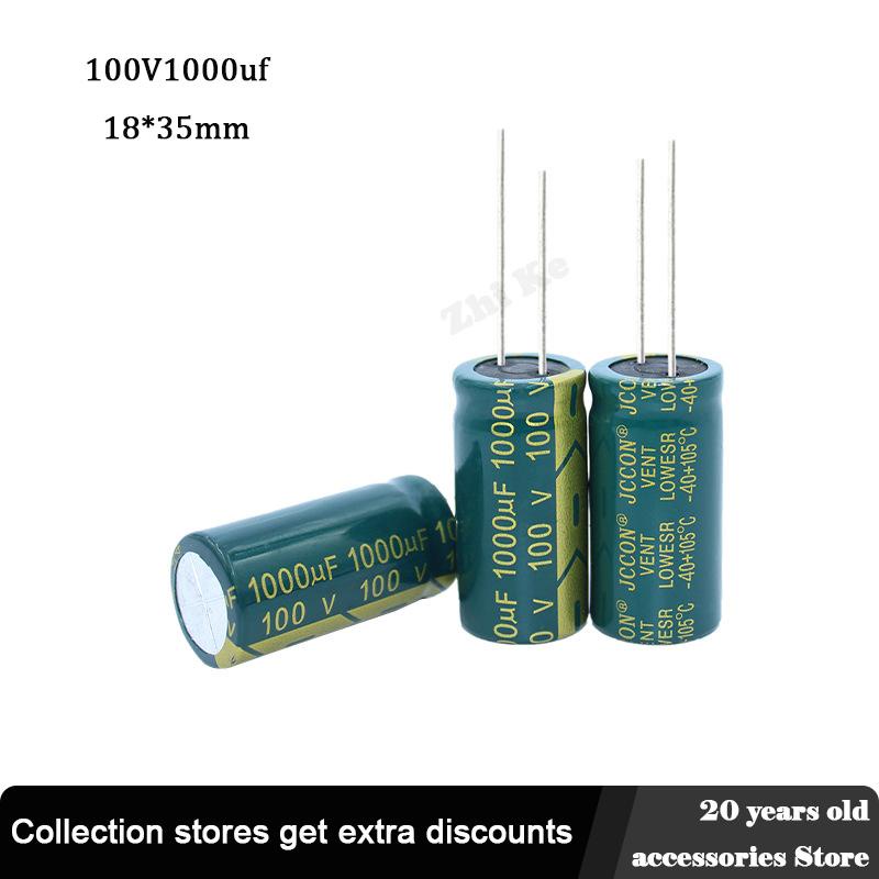4pcs 100V 1000UF 18 * 35 mm low ESR Aluminum Electrolyte Capacitor 1000 ...