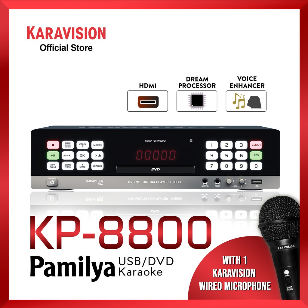 ۩Karavision Pamilya KP-8800 Karaoke with 1 Karavision Wired Microphone | Shopee Philippines
