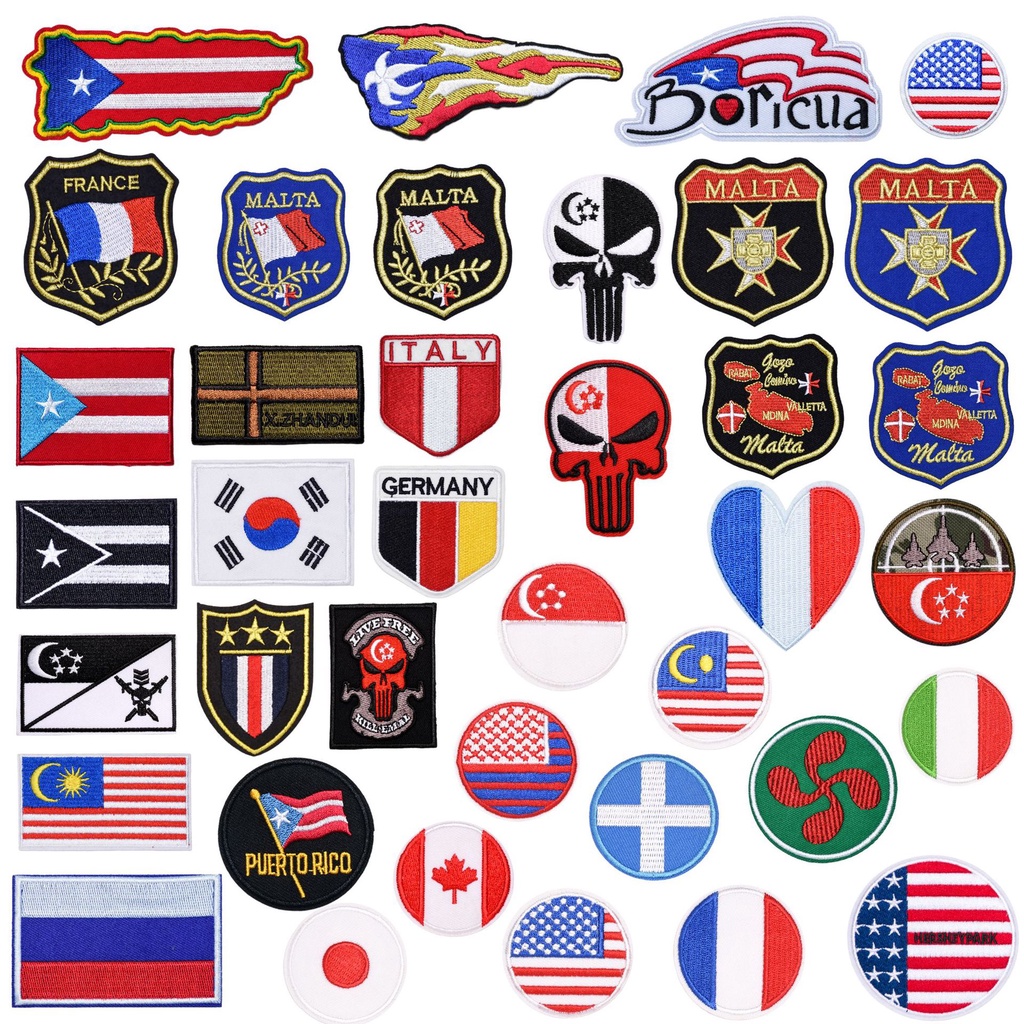 National Flags Embroidery Patches Round Country Banner Badges Italy ...