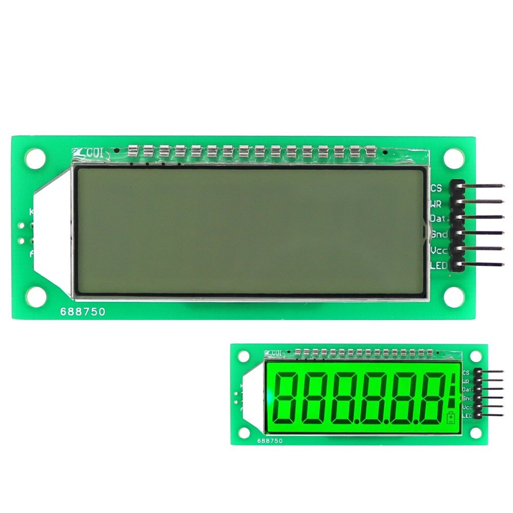 Green Backlight LCD Display Module 2.4 inch 6-Digit 7 Segment HT1621 ...