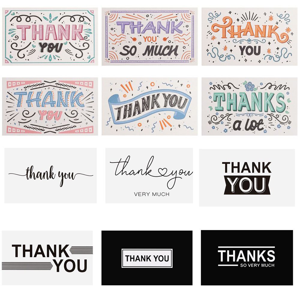 50PCS Thank You Cards Note Cardstock Thanks Labels Greeting Postcards ...