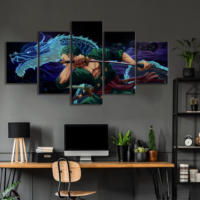 5 Panel Famous Anime ONE PIECE Anime Poster Manga Character Roronoa ...