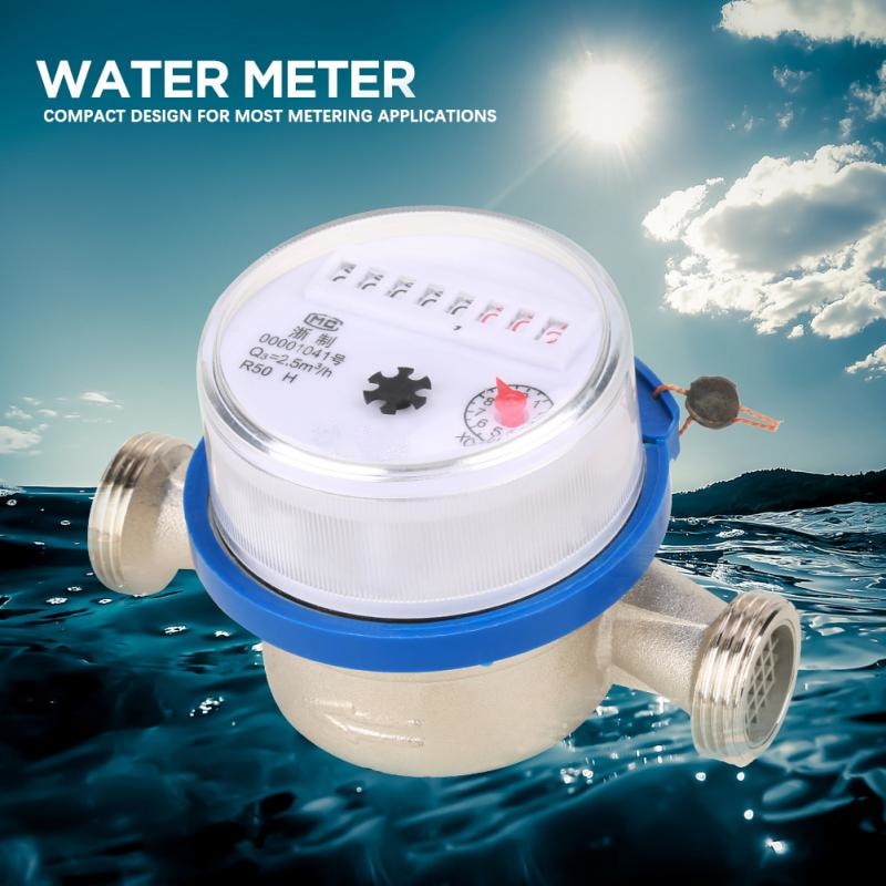 Water Meter 15mm 1/2" Dry Water meter Garden Home Plastic Cold Water ...