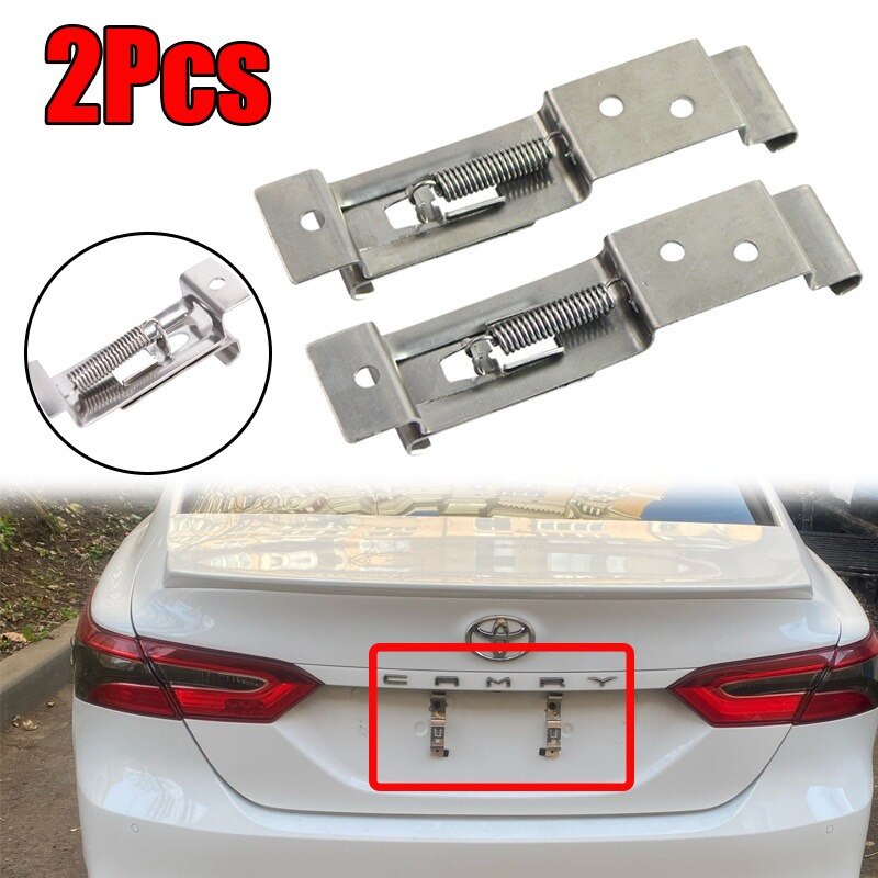 2Pcs Car License Plate Spring Loaded Stainless Steel Bracket Car Frame ...