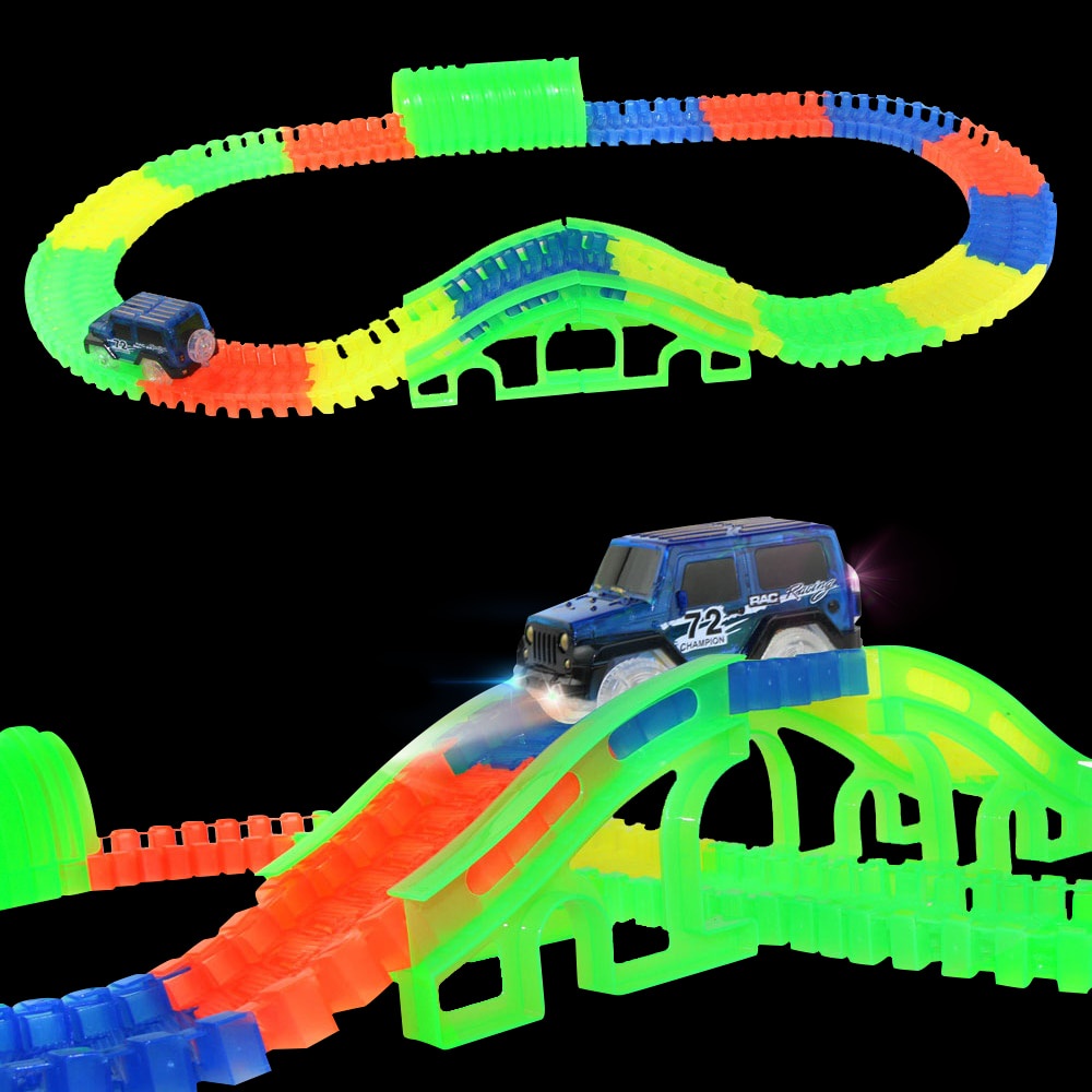 Magical Glowing Race Track Assemble Model Set Racing Bend Railway ...