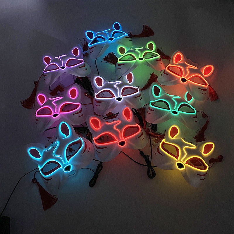 Luminous 10 Colors For Choice Cute Cat Fox Disguise Mask Fashion LED ...