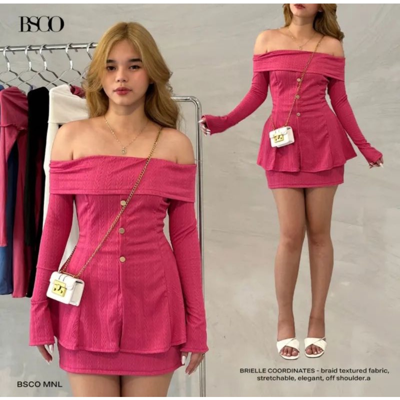 ONHAND BSCO BRIELLE COORDS OFFSHOULDER LONGSLEEVE TOP AND MINI SKIRT ...