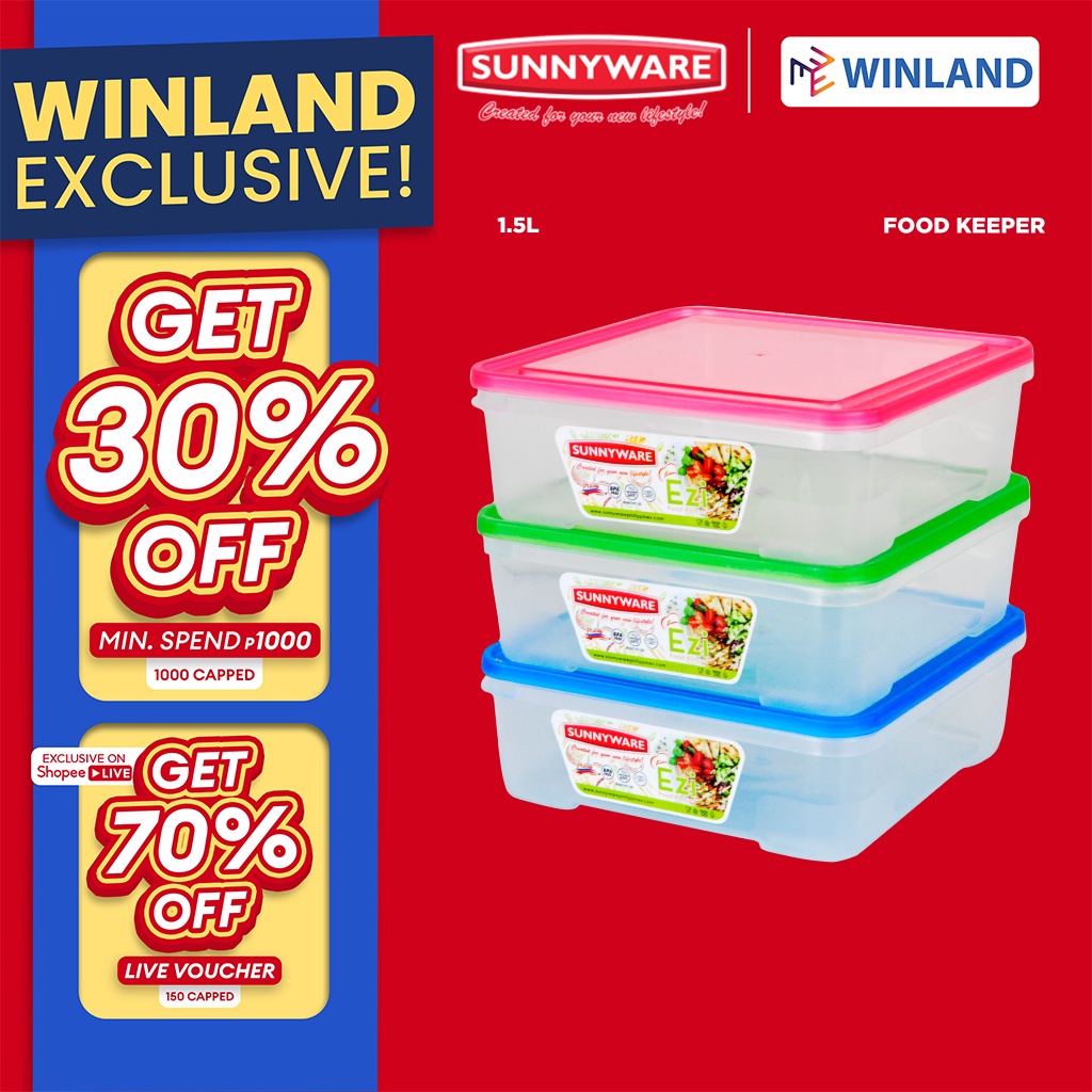 SUNNYWARE by Winland 1.5L | 1500mL EZI Food Saver Keeper Storage ...