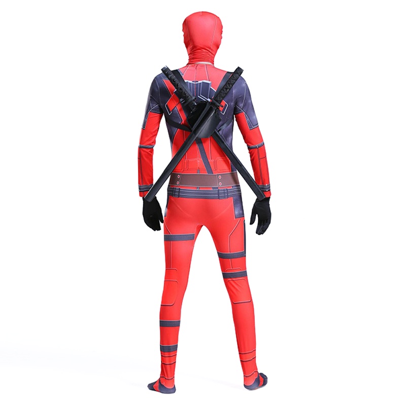Zentai children's cosplay costume boy superhero movie deadpool mask red ...
