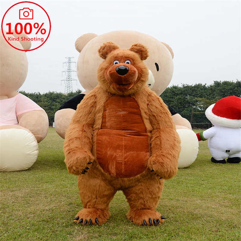 ஐSAYGO Inflatable Cute Furry Plush Brown Bear Mascot Costume Fursuit ...