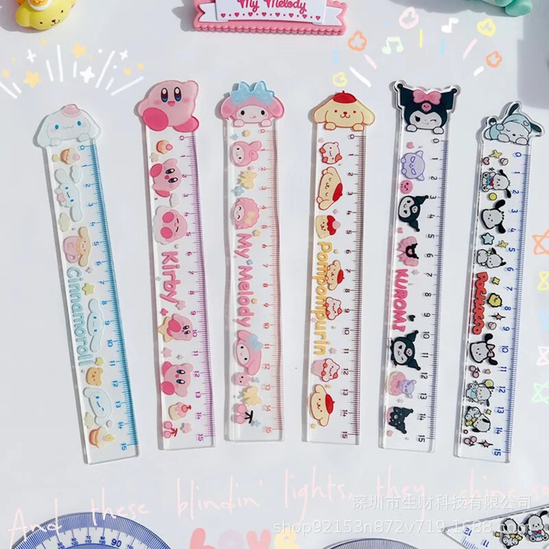 15cm Cartoon Cute Sanrio Cinnamoroll Kuromi My Melody Ruler Students ...
