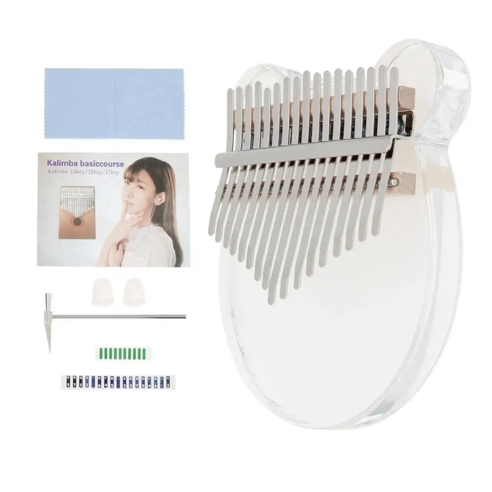 17 Key Kalimba Simulation Crystal Transparent Bear Face Shape Thumb ...