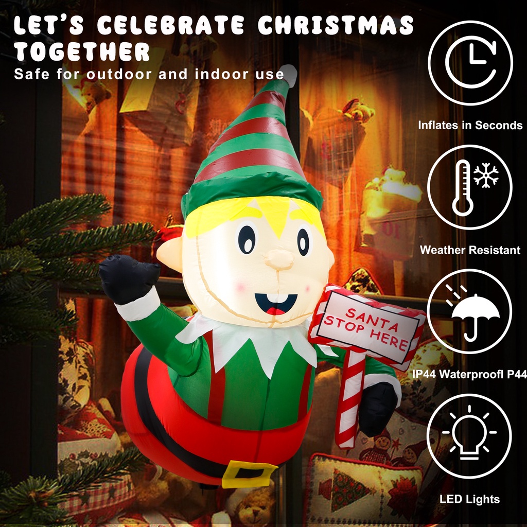 LY PArtyworld 3.5Ft CHriStmAS Elf InflAtAble LeAn Out From Window ...