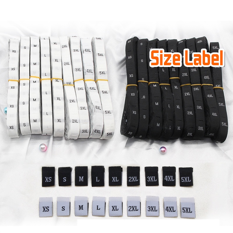 2000pcs/4roll Size Label White Or Black Etiketa Woven For Clothing ...