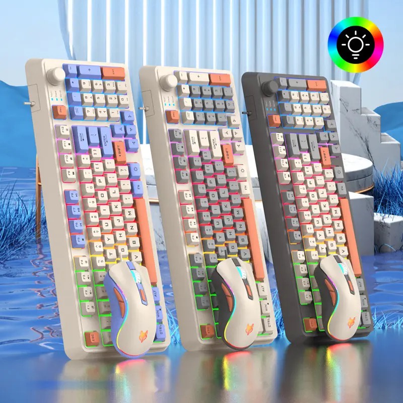LED Cool Lighting 94 keys Mechanical Touch Keyboard and Mouse Set for ...