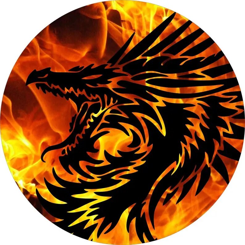 Dragon and Fire Flames Spare Tire Cover fit to exact tire size Car ...