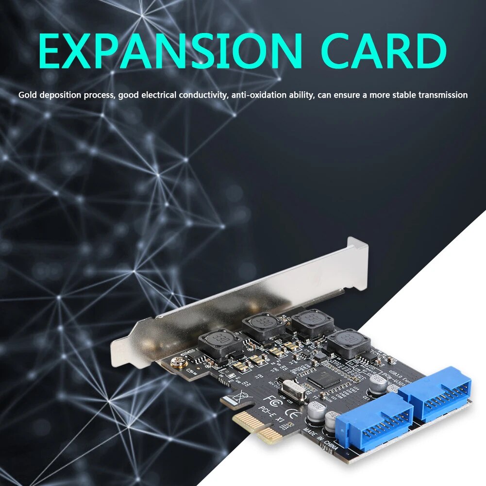 Front PCI-E to 19/20 Pin Header Adapter USB 3.0 PCI Express Expansion ...