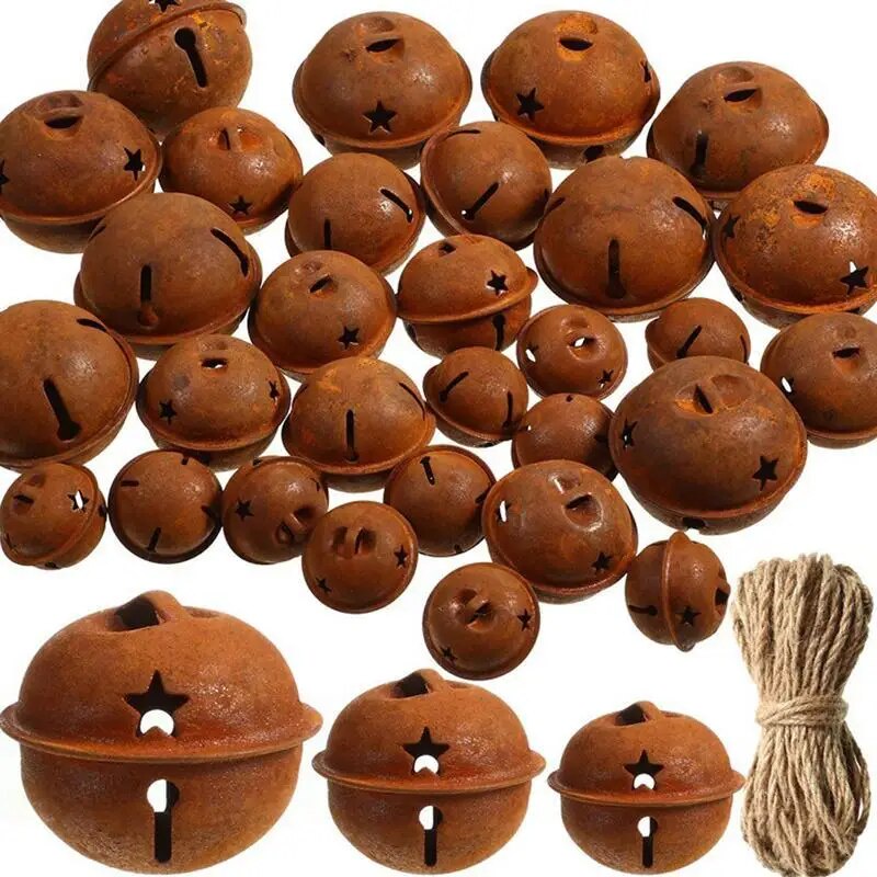 12/24Pcs Rusty Jingle Bells Christmas Vintage Jingle Bells Xmas Tree ...