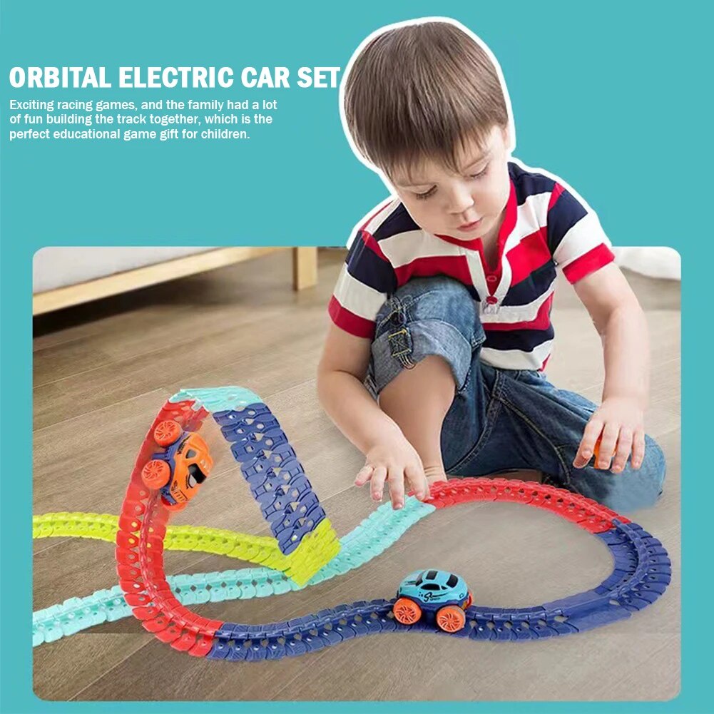☢Flexible Rail Electric Car Set Anti-gravity Assembling Rail Car Toy ...