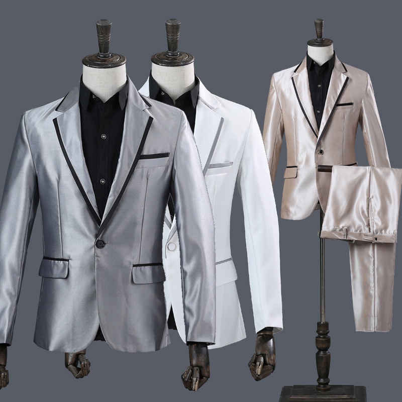 [FCS] Men's Trimmed Suit Host Performance Costume Long-Sleeved Suit ...