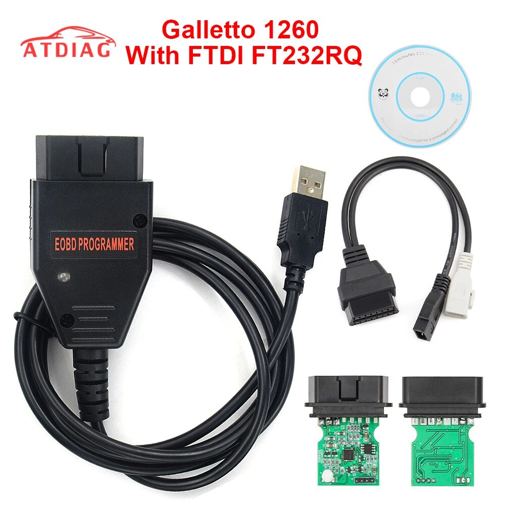 ♜Galletto 1260 FTDI FT232RQ RL EOBD ECU Programmer Read Write Car ECU ...