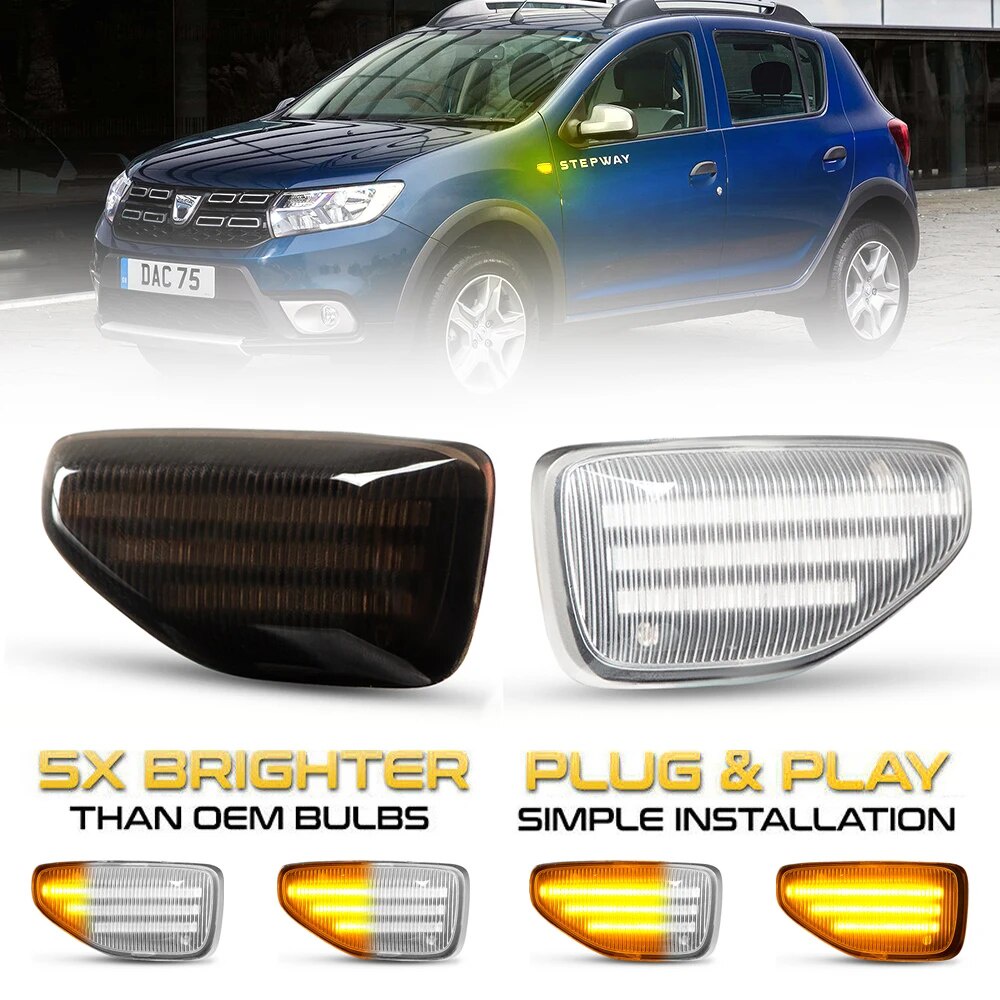 2Pcs LED Dynamic Side Marker Light Arrow Turn Signal Blinker Lamps For ...