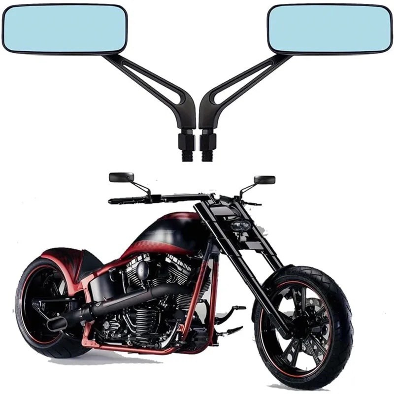 Motorcycle Handlebar Rear View Mirrors Rectangle Black Square Smoke ...
