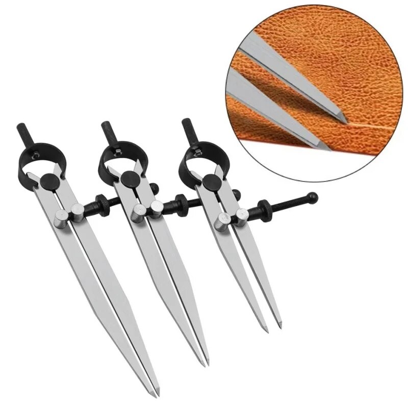 Adjustable Leather Compass Lockable Carbon Steel Divider Wing Creaser ...