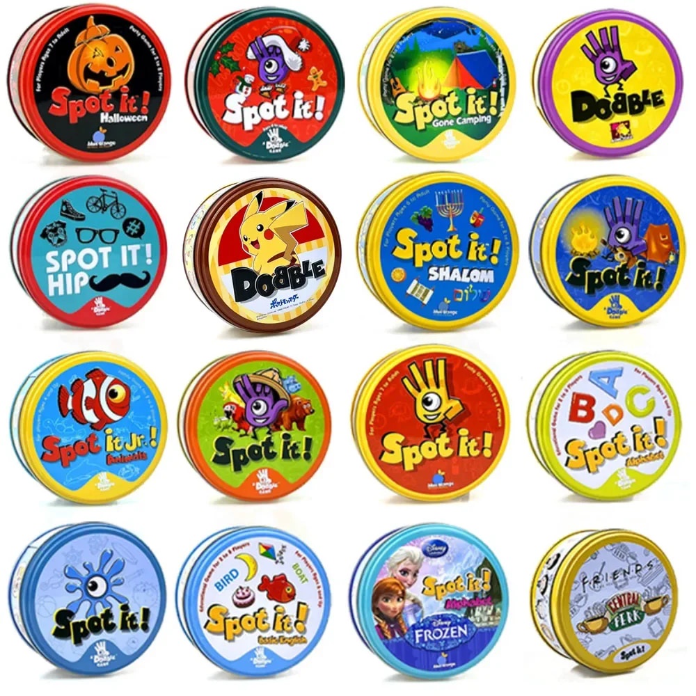 -Spot It Dobble Juego Cards Board Game Camping Cartoon Alphabet Sanrio ...