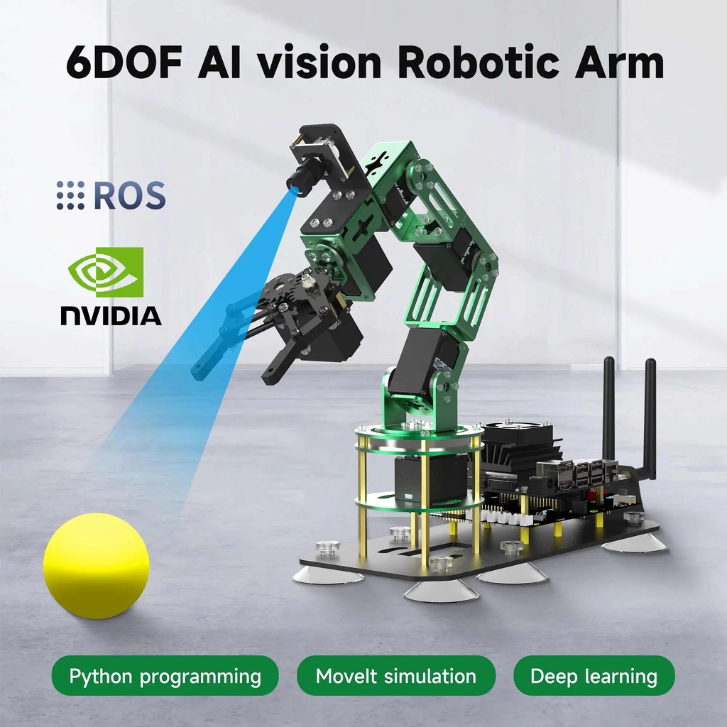 ⓞYahboom 6DOF AI Visual Robotic Arm ROS Robot Kit Artificial ...