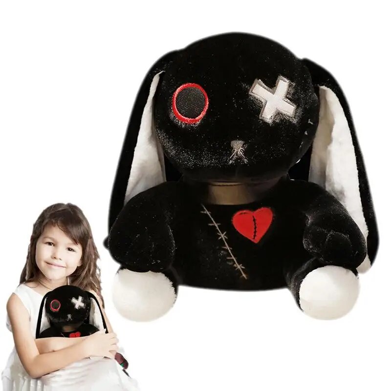 ⊰Crazy Rabbit Plush Dreadful Rabbit Stuffed Animal Black/White/Bunny ...
