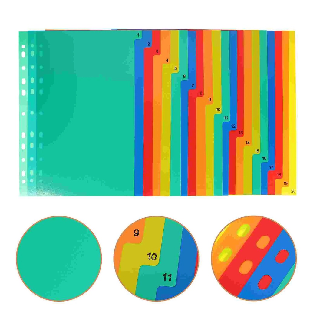 20 Pcs File Folder Labels Classification Tabs Partition Punched Binder ...