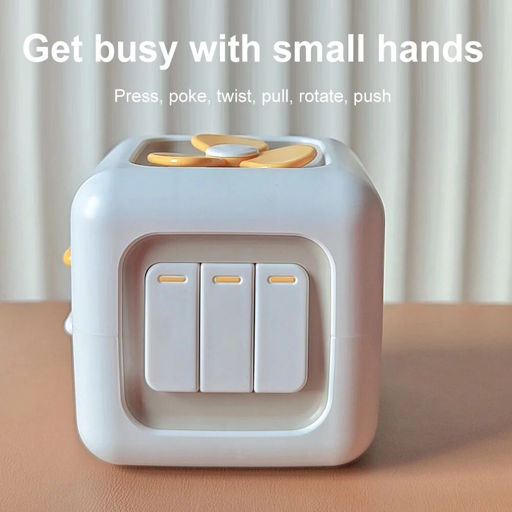 ♚6 in 1 Busy Cube Montessori Toys Drawer Twist Timer Push Adjuster Toys ...