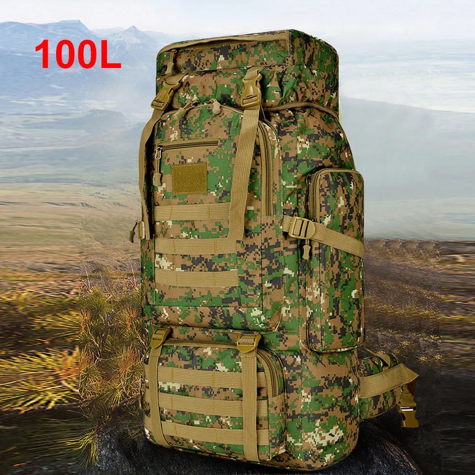 100L Army Mountaineering Backpack Hiking Outdoor Military Rucksack ...