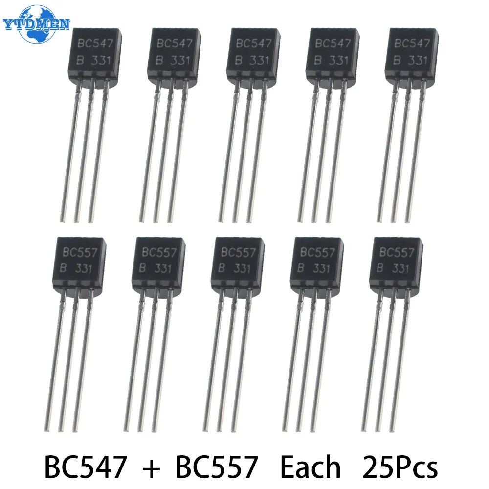 50PCS Transistors BC547+BC557 each 25pcs Transistor Kit bc557 bc547 ...