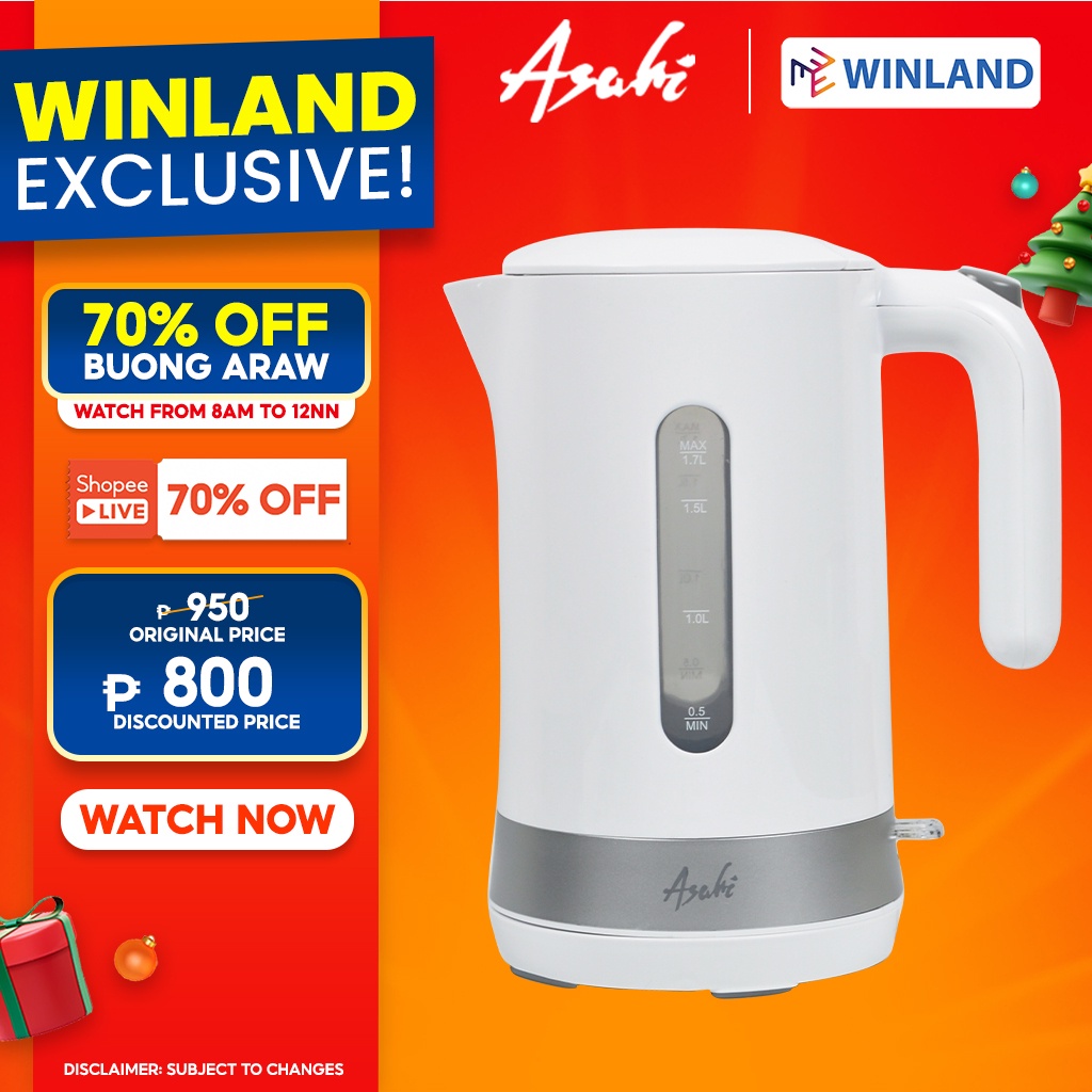 Asahi by Winland EK 171 Electric Kettle 1.7 Liter Water Heater with ...