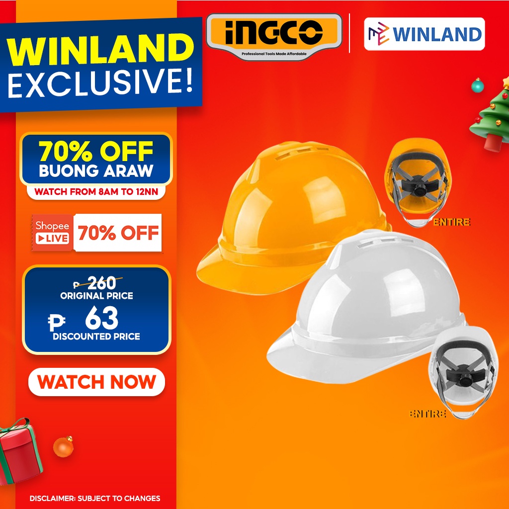 [3461]INGCO by Winland Safety Helmet PE Shell with Vents and Chinstrap ...
